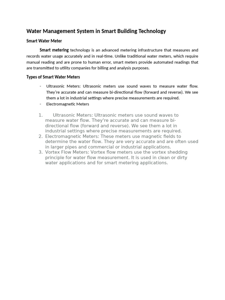 Water Management System in Smart Building Technology | PDF