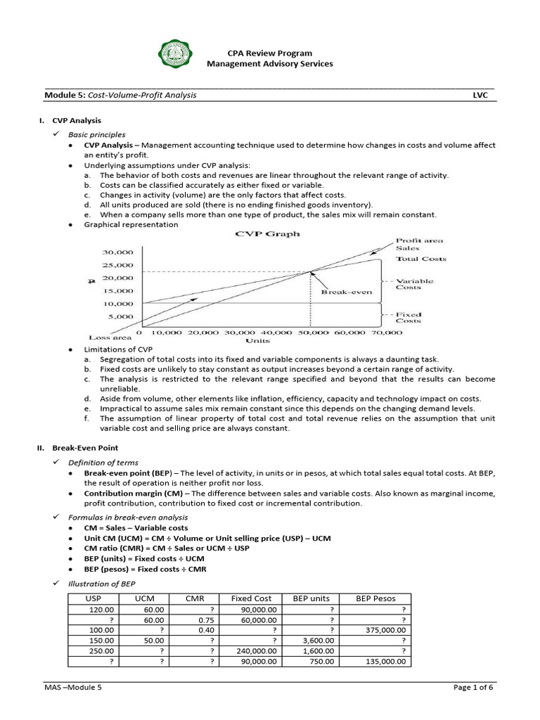Module 5 - CVP Analysis - Student | PDF | Business Economics ...