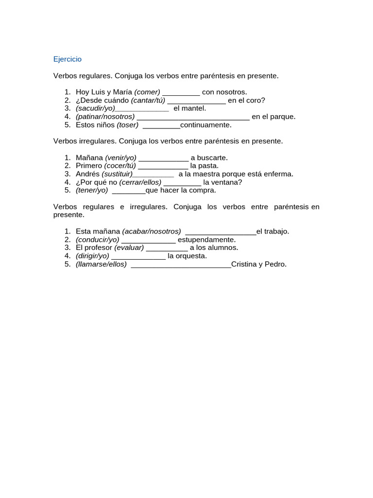 Presente Indicativo | PDF