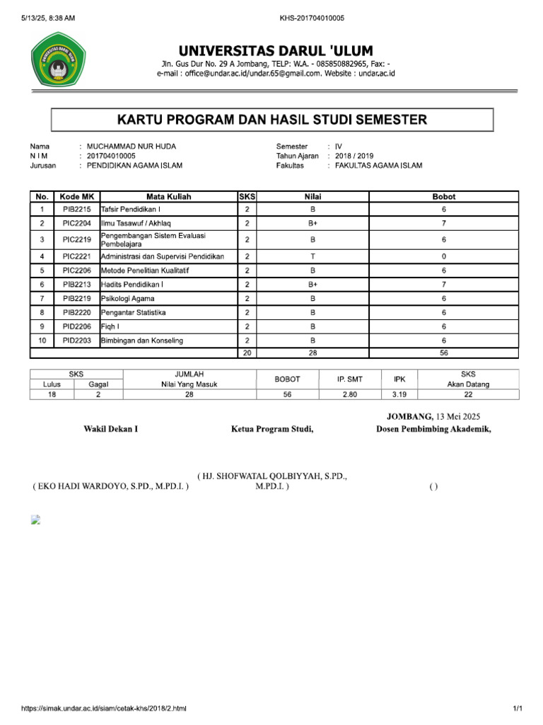 KHS 2018-2019 GENAP | PDF