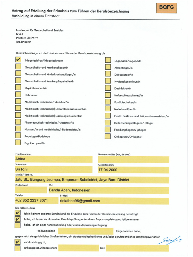Antrag Auf Erteilung - Rini | PDF