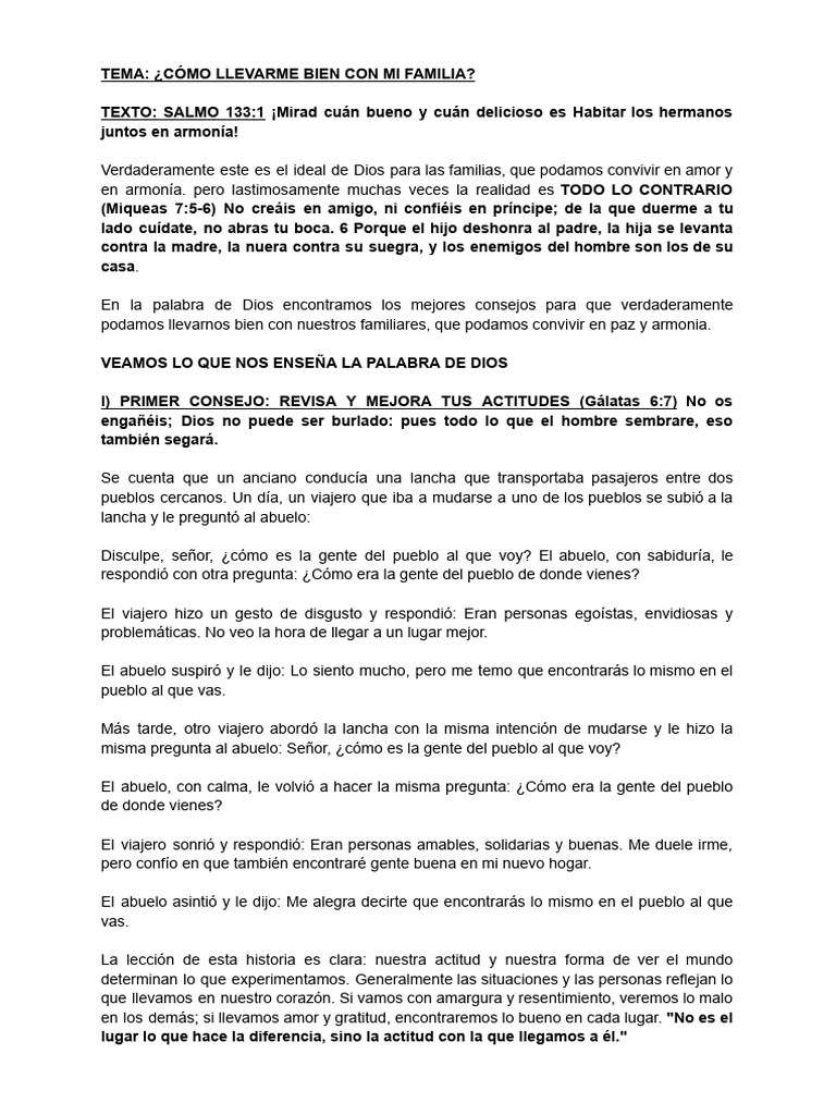 Como Llevarme Bien Con Mi Familia 1 | PDF | Envidia | Contenido bíblico