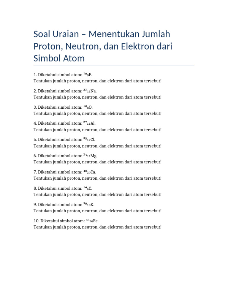 Soal Notasi Atom dan Jumlah Partikel | PDF