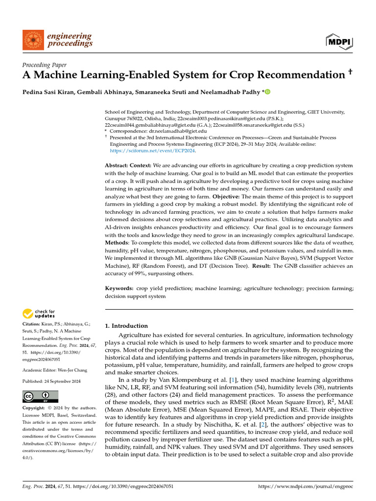 Enabled System For Crop Recommendation | PDF | Accuracy And Precision ...