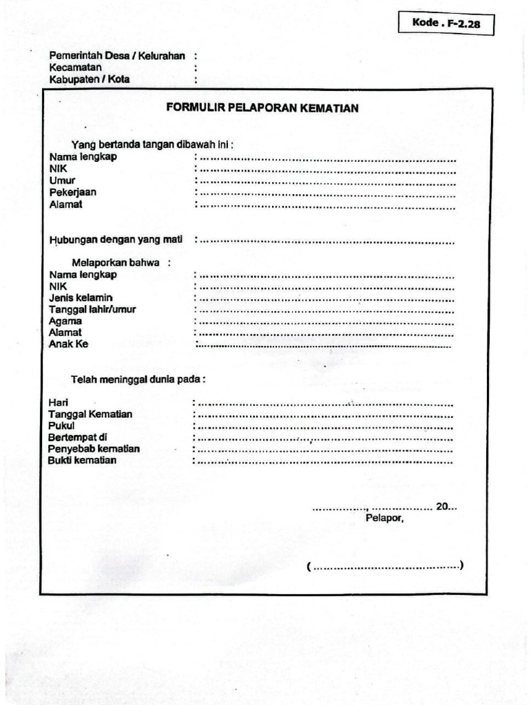 Blanko Akte Kamatian New | PDF