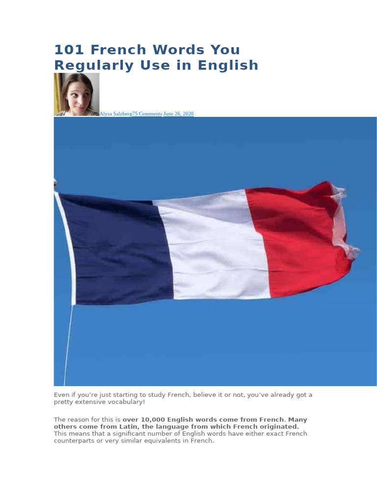 101 French Words You Regularly Use in English | PDF | English Language ...