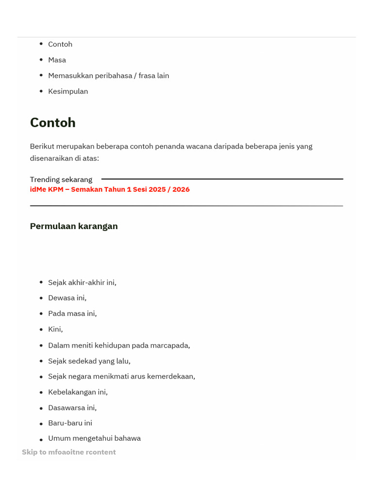 Contoh: Permulaan Karangan | PDF