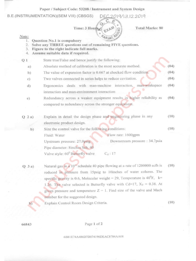 Be-Instrumentation Sem8 Isd Dec19 | PDF