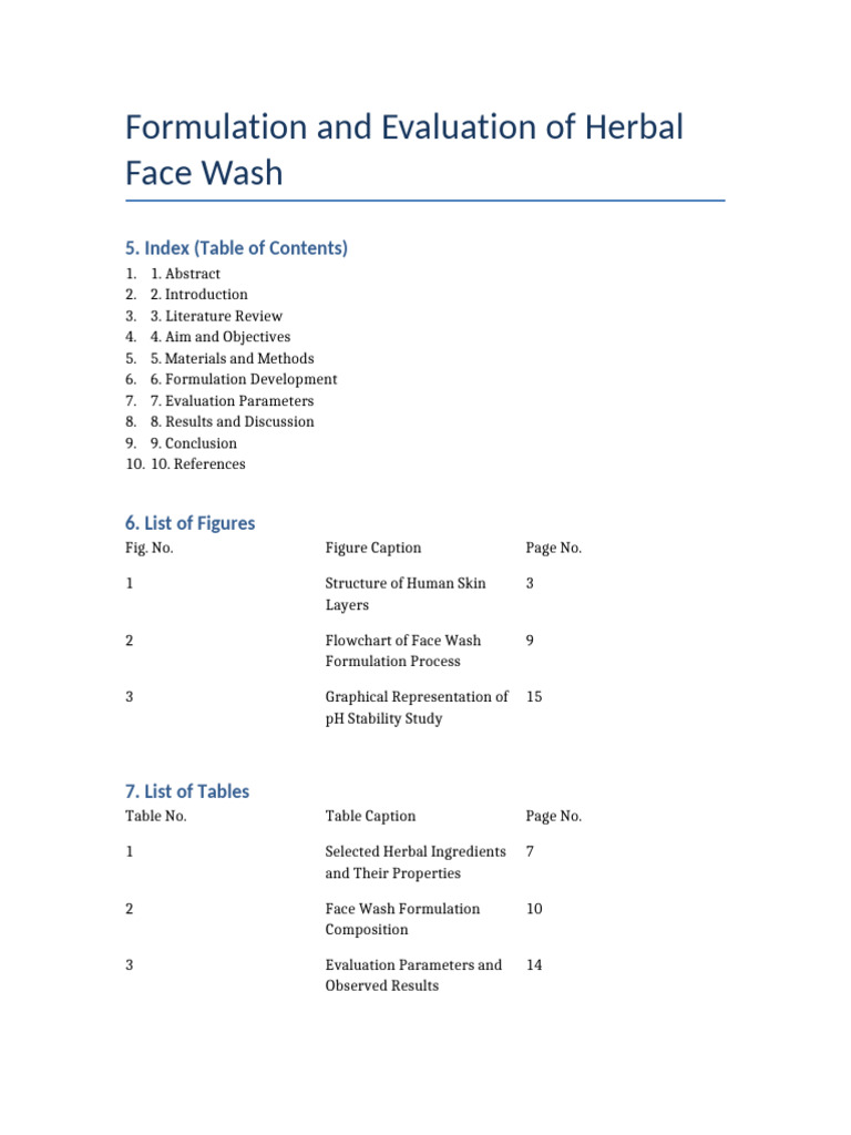 Herbal Face Wash Formulation Study | PDF