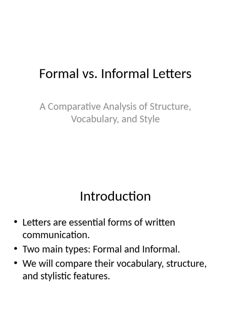 Formal Vs Informal Letters Presentation | PDF