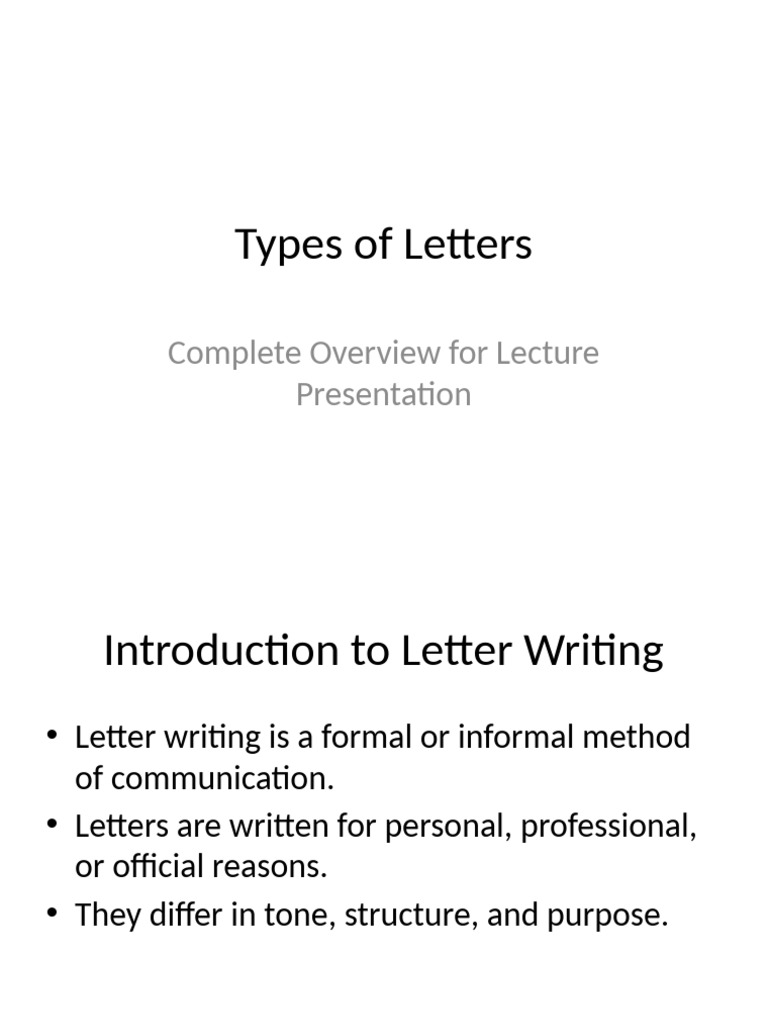 Types of Letters Lecture Only | PDF