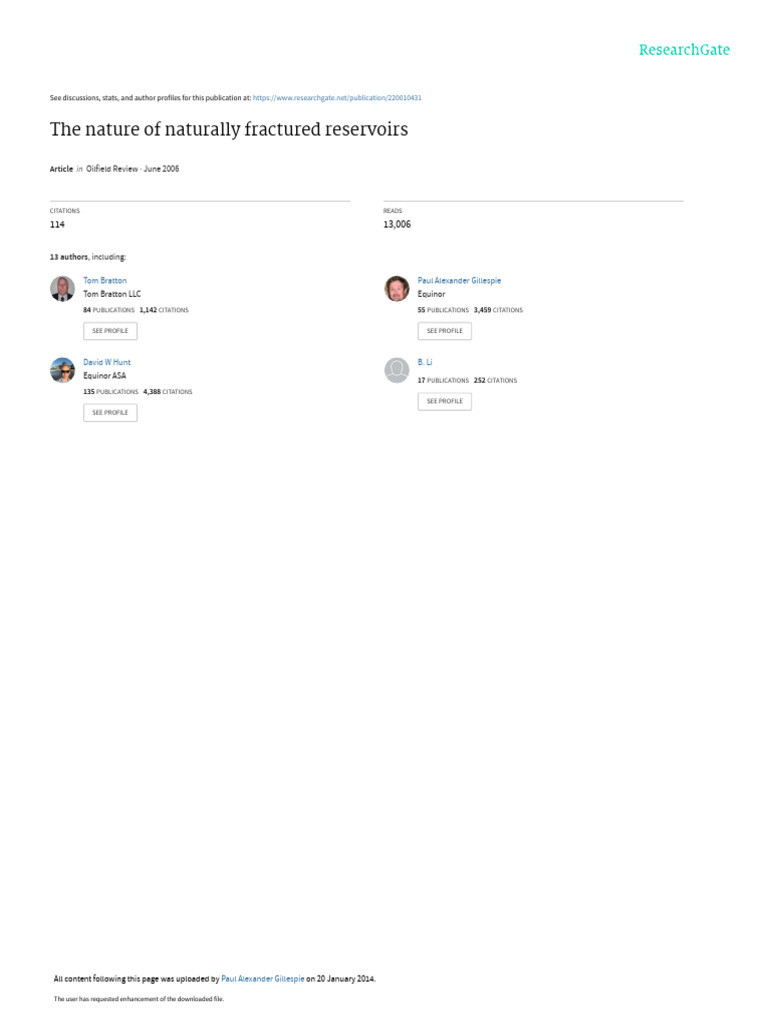 The Nature of Naturally Fractured Reservoirs | PDF | Petroleum ...