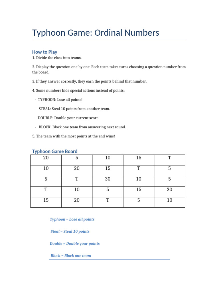 Typhoon Game Rules Explained | PDF