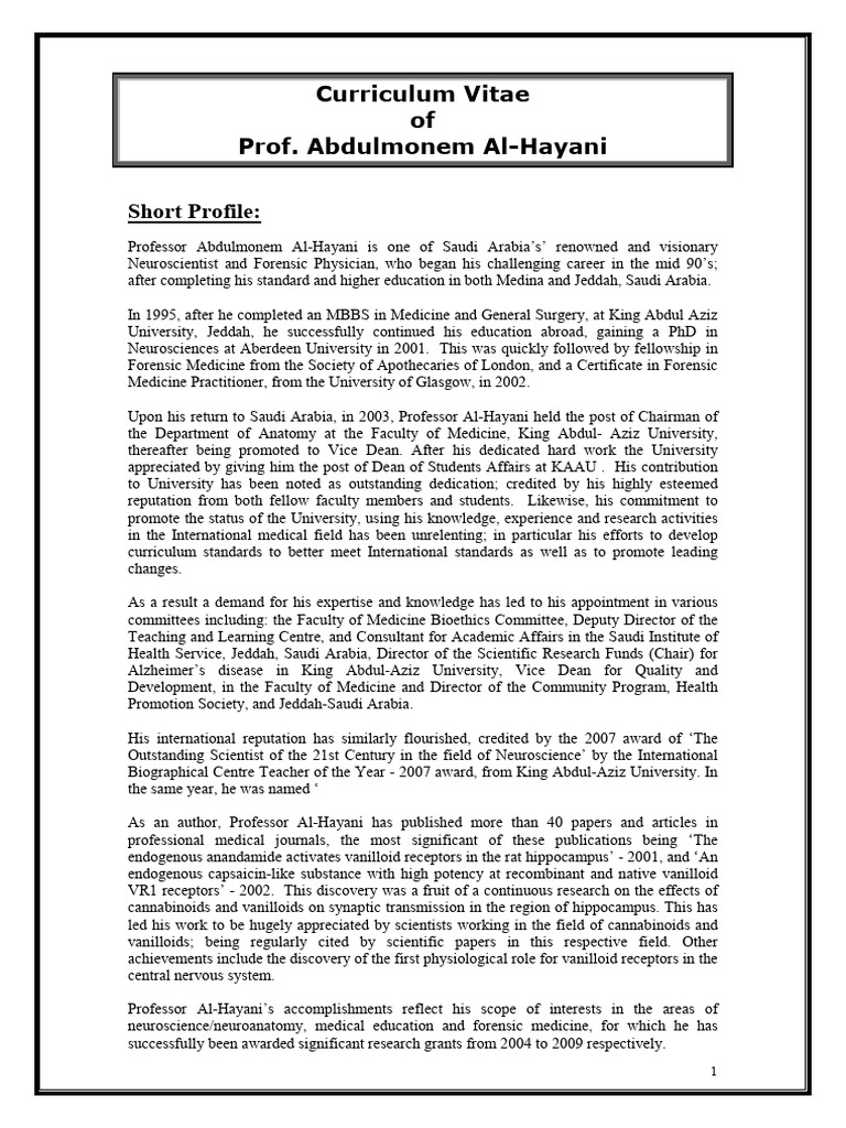 Curriculum Vitae, Al-Hayani 040314 | PDF | Saudi Arabia | Riyadh
