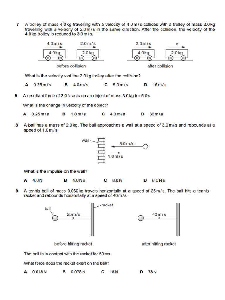 Momentum (Work Sheet) | PDF