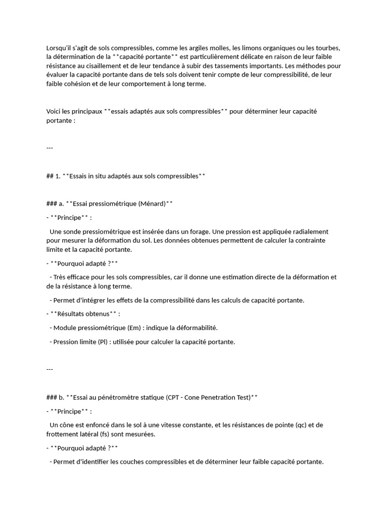 Évaluation de la capacité portante des sols compressibles | PDF ...