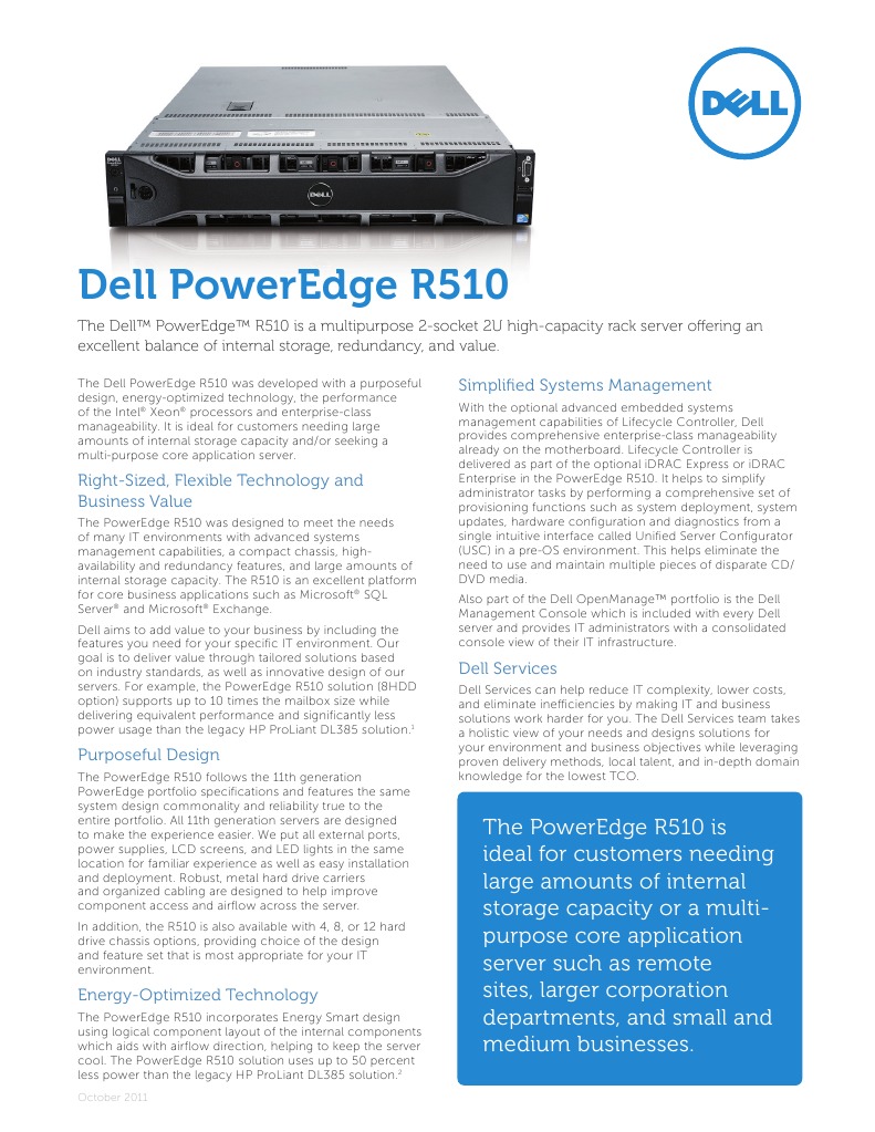 Poweredge r510 Specs en | PDF | Network Interface Controller | Solid ...