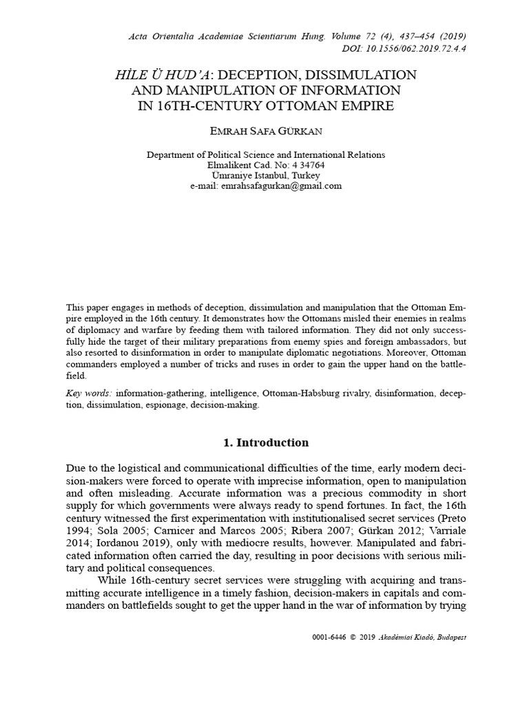 Hile U Huda Deception Dissimulation and | PDF | Ottoman Empire