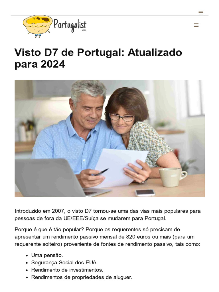Visto D7 em Portugal: Guia 2024 | PDF | Visto para viagem | Portugal