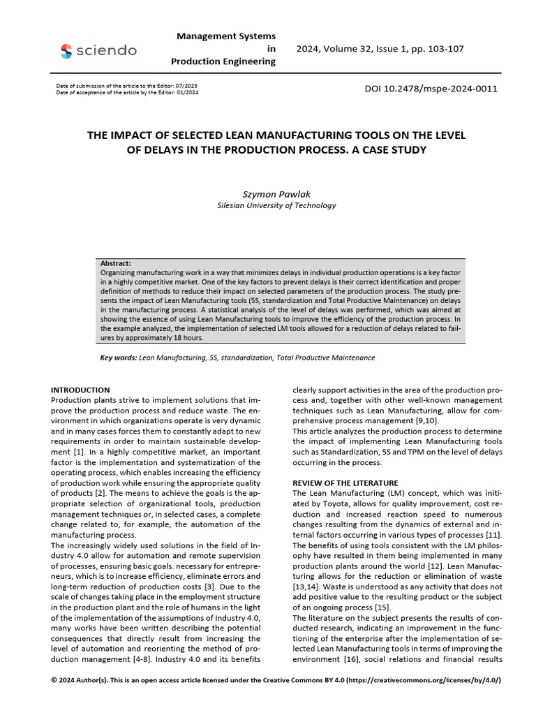 Lean Tools Reducing Production Delays | PDF | Lean Manufacturing ...