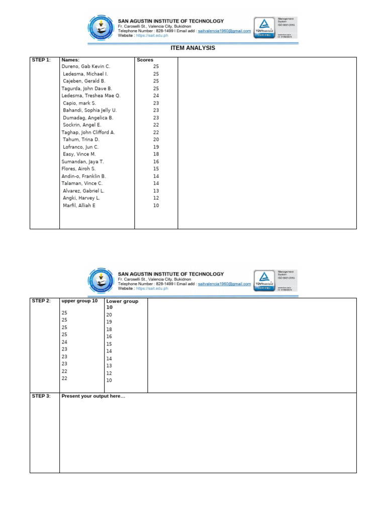 Item Analysis Template 1 | PDF | Statistical Analysis | Teaching ...