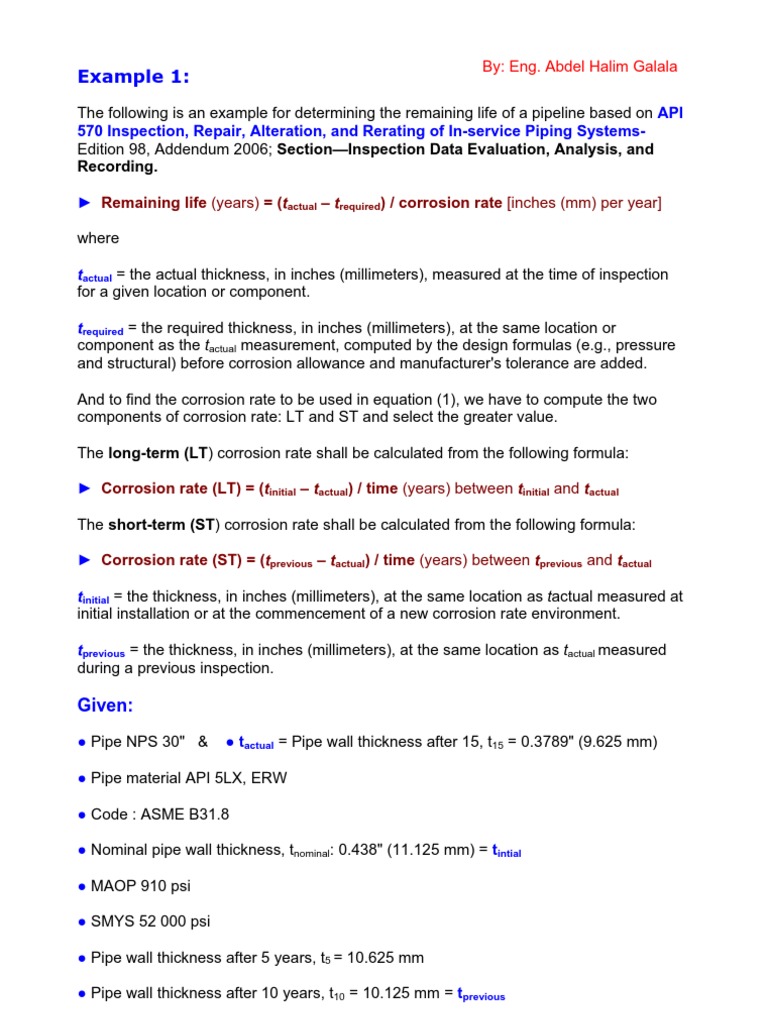 Remaining Life of A Pipeline | PDF | Pipe (Fluid Conveyance) | Corrosion