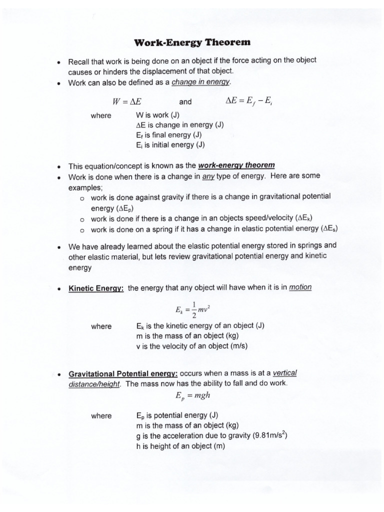 4.3 Work Energy - Theorem | PDF