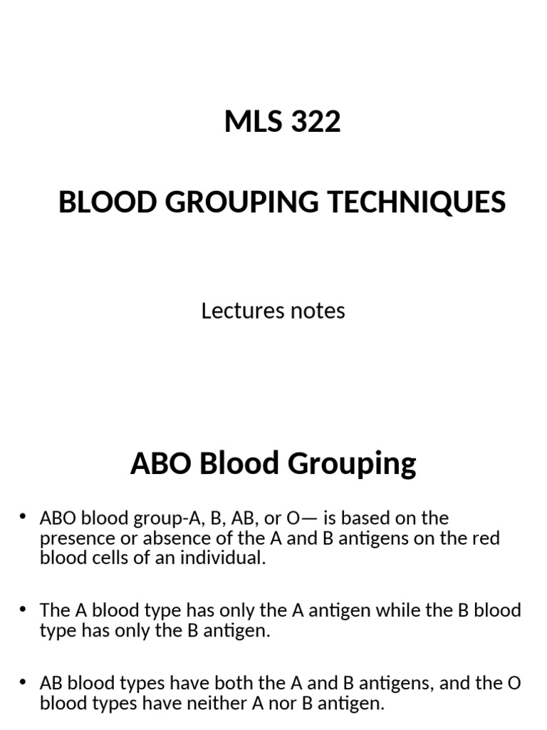 ABO and Rh Blood Grouping Techniques | PDF | Blood Type | Histology