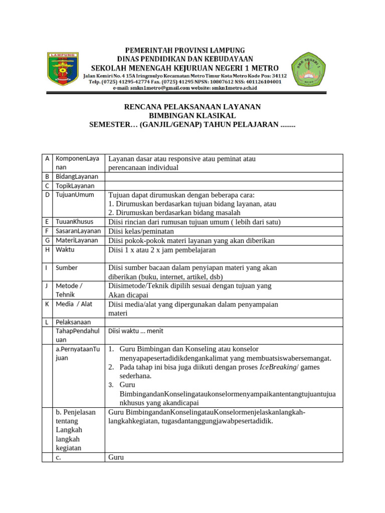 Contoh Satlan Klasikal Untuk Mhs | PDF