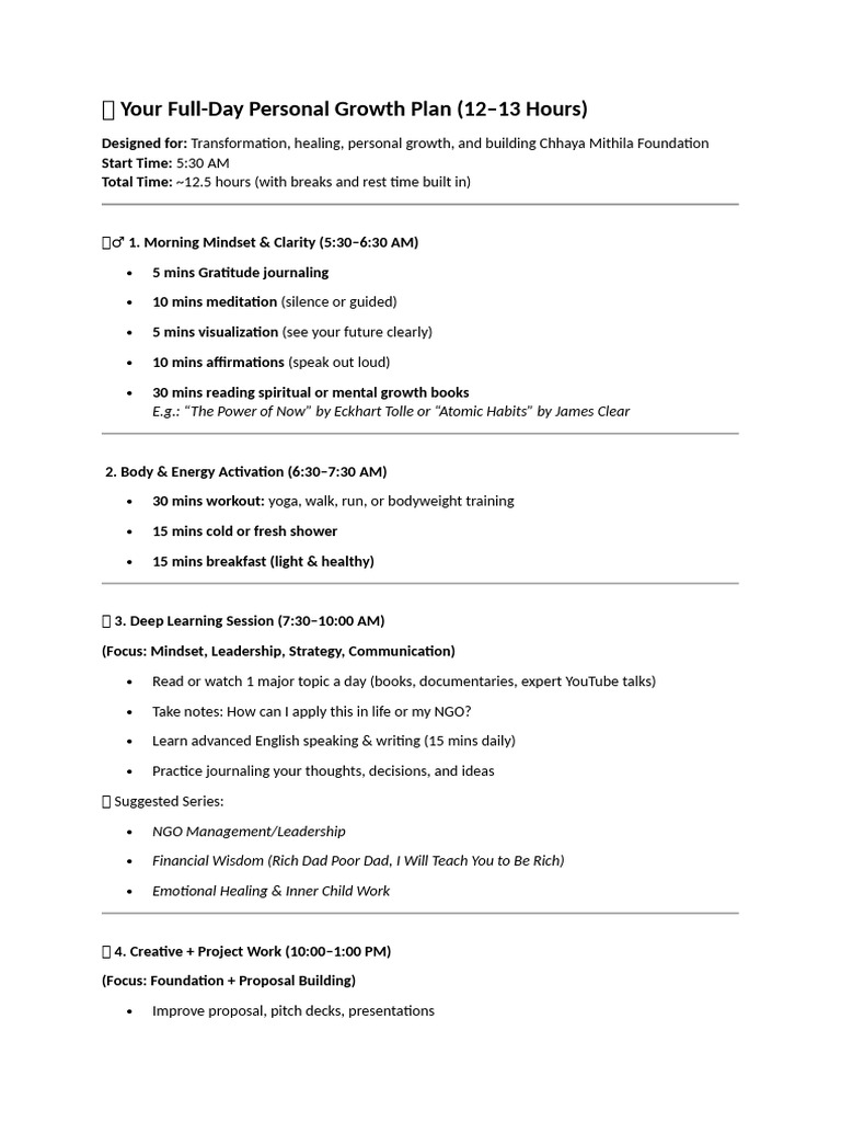 Personal Growth Plan for Transformation | PDF | Meditation | Psychology