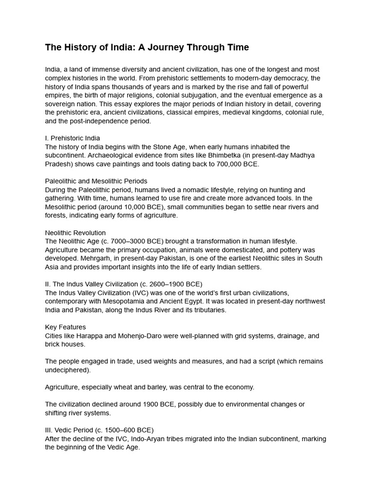 India’s Rich Historical Journey Explained | PDF | Civilization ...