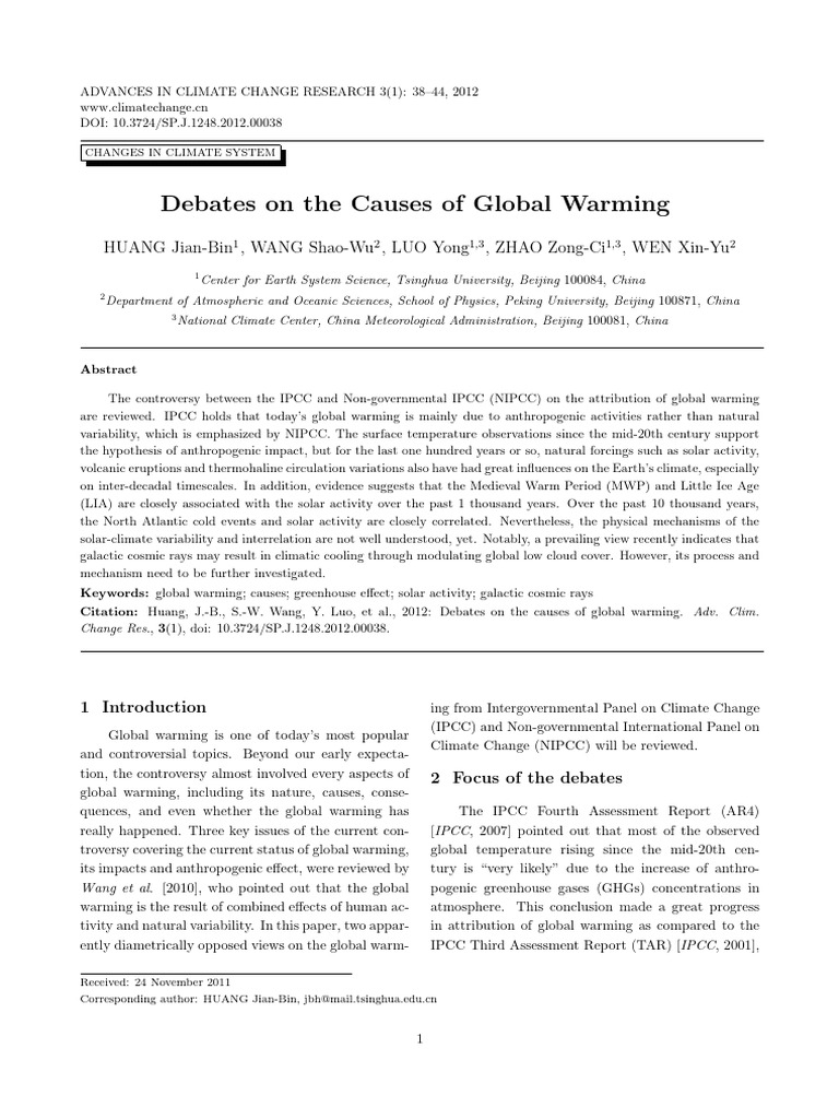 Debates On The Causes of Global Warming | PDF | Climate Change | Climate