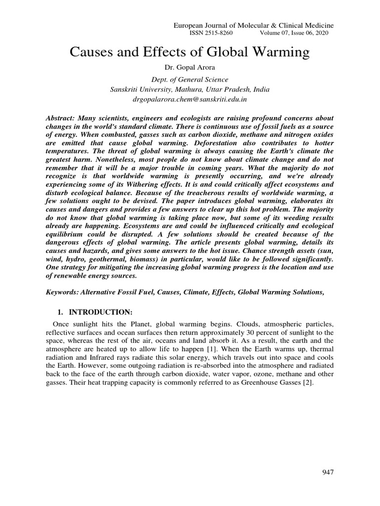 Causes and Effects of Global Warming | PDF | Greenhouse Effect ...