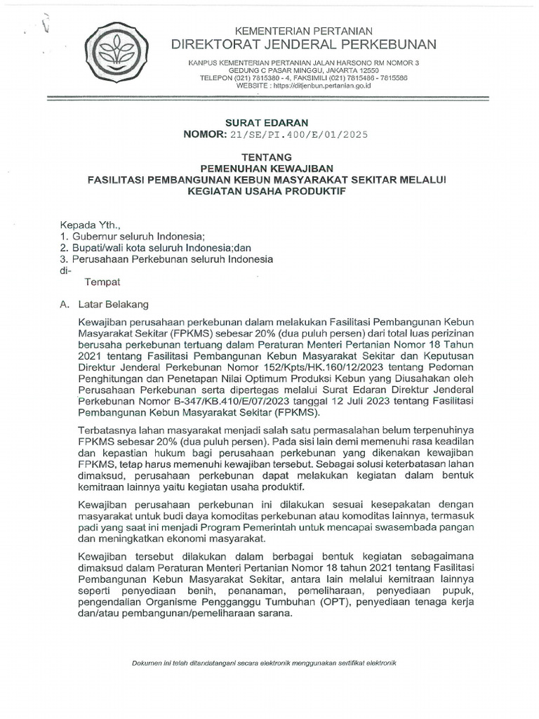 Surat Edaran 1 | PDF