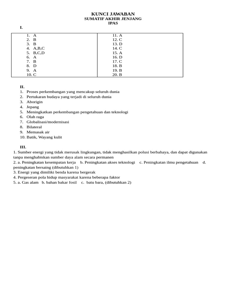 Kunci Jawaban Ipas Saj 2025 | PDF