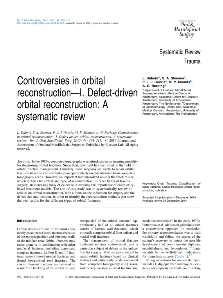 Controversy Orbital Recon | PDF | Diseases And Disorders | Surgical ...
