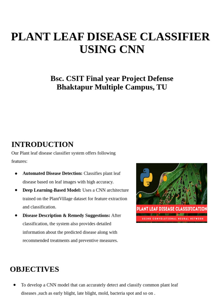 Plant Leaf Disease Classifier Using CNN | PDF | Machine Learning ...