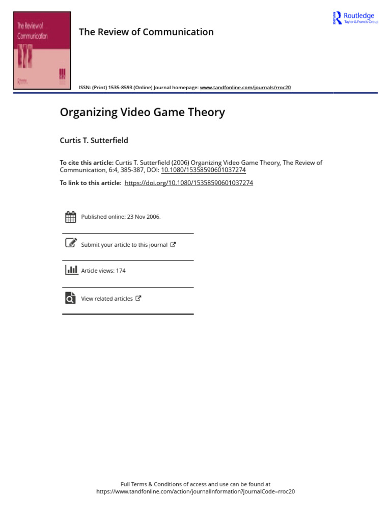 Organizing Video Game Theory | PDF | Video Games