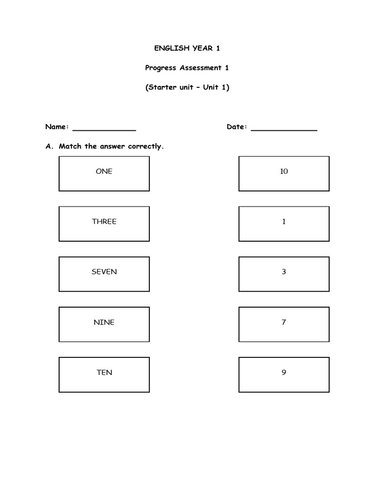 ENGLISH YEAR 1 (Assessment) | PDF