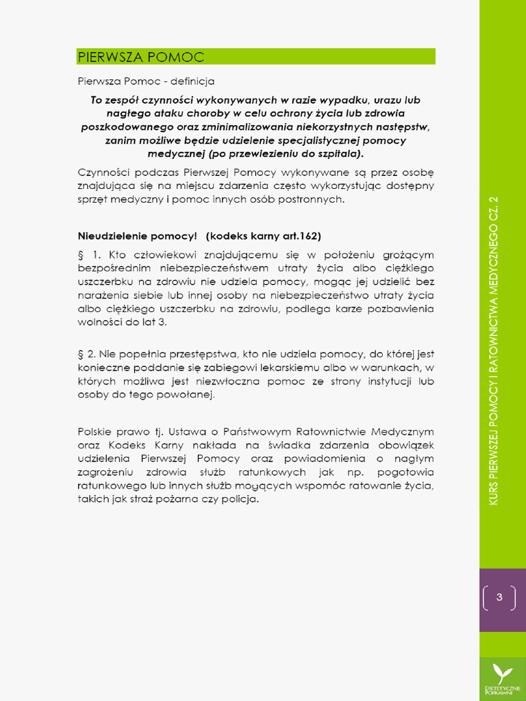 Lekcja 3 Pierwsza Pomoc | PDF