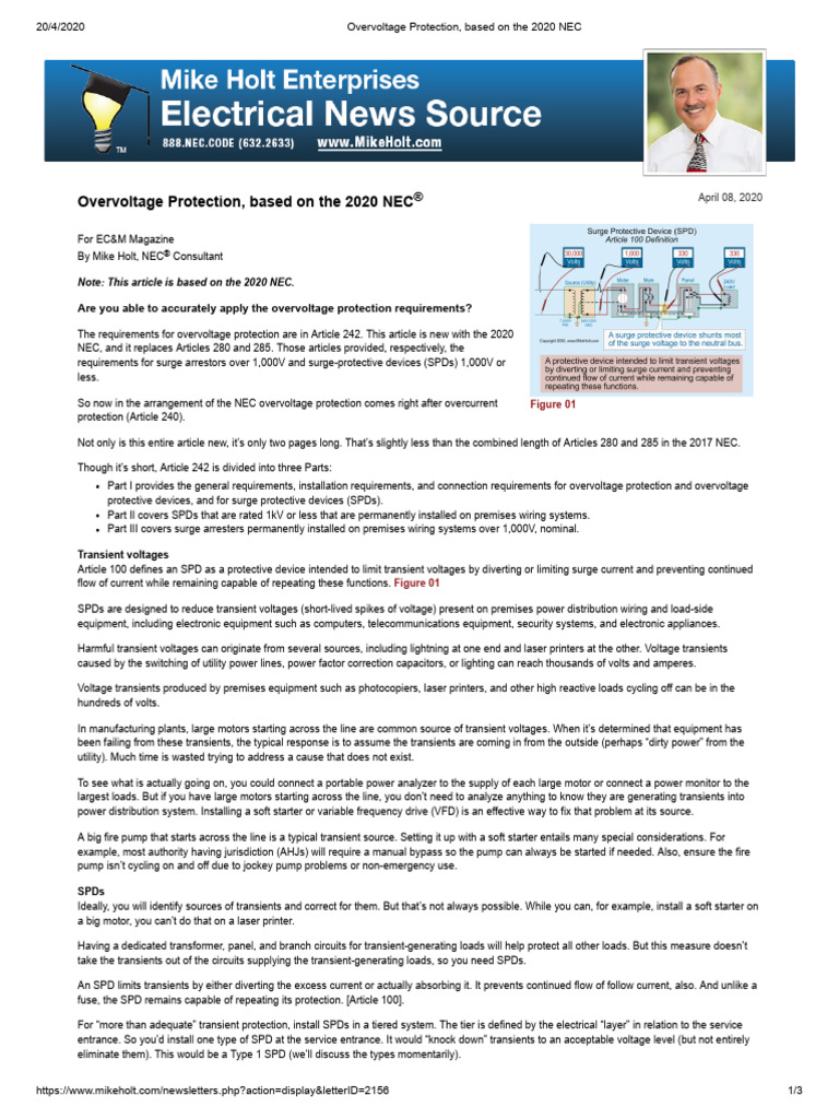 Overvoltage Protection, Based On The 2020 NEC Mike Holt | PDF ...