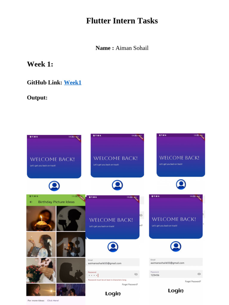 Flutter Intern Tasks | PDF