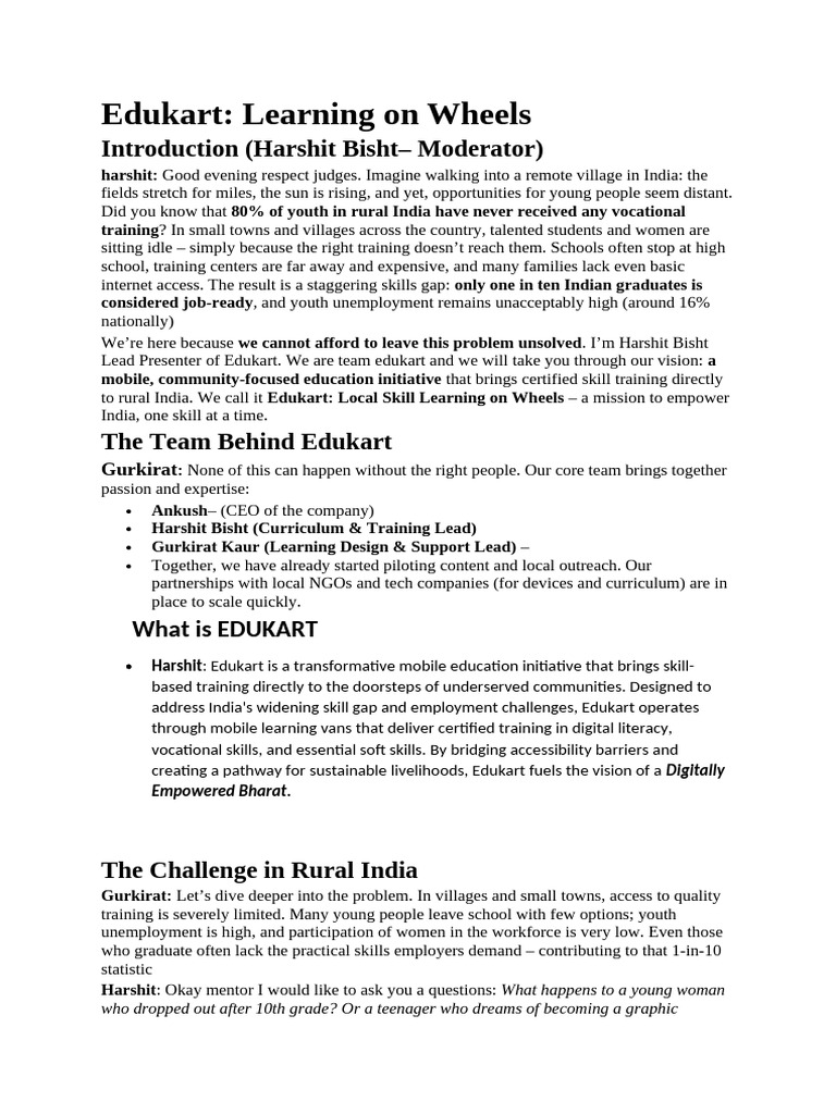 Edukart Final Script 1.3 | PDF | Corporate Social Responsibility ...