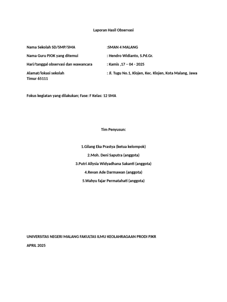 Laporan Hasil Uji Coba Tes - Kelompok 2-1 | PDF