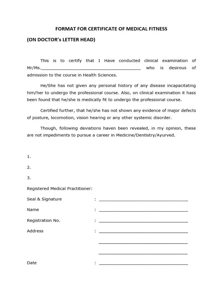 Medical Fitness | PDF