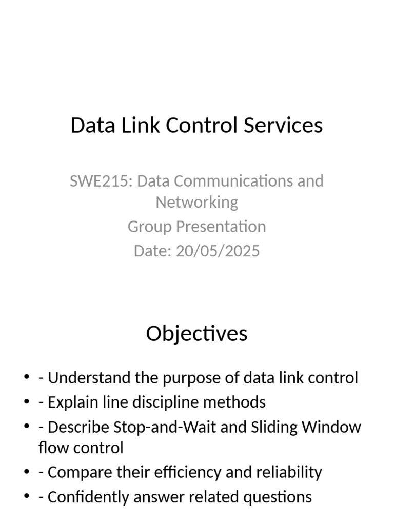 Data Link Control Presentation | PDF
