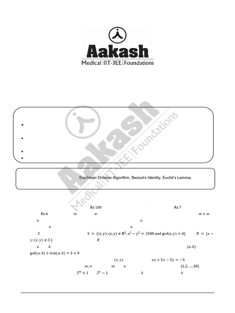 IOQM Assignment Sheet 1 - (Que.) | PDF | Discrete Mathematics | Number Theory