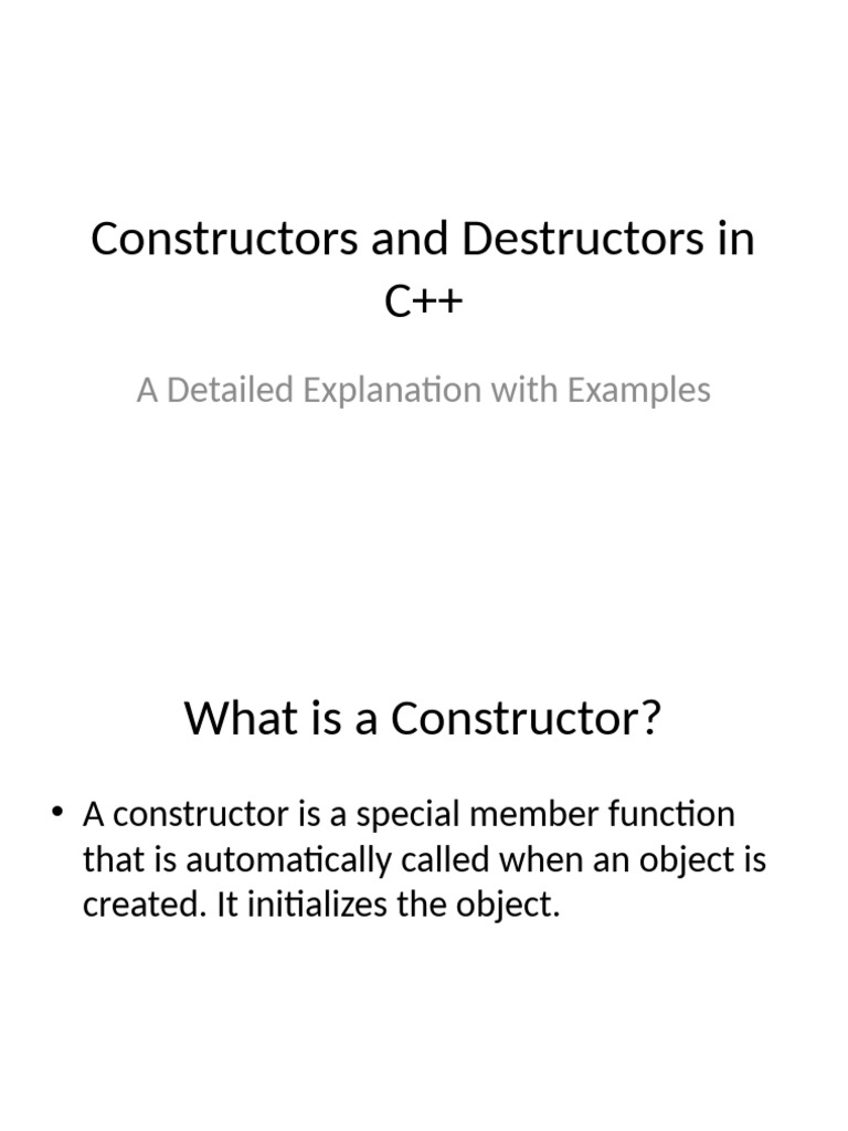 Constructors and Destructors | PDF | Constructor (Object Oriented Programming) | Programming