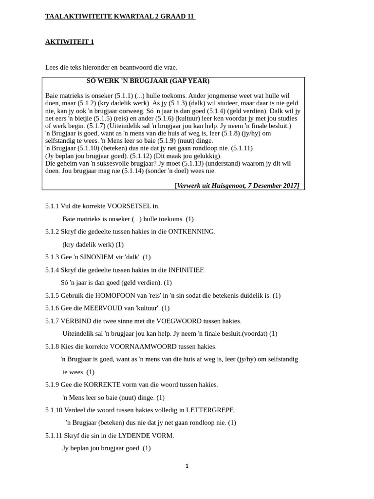 TAALAKTIWITEITE GRAAD 11 TERM 2 (AutoRecovered) | PDF