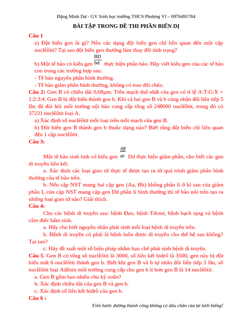 CĐ BIẾN DỊ - DMD | PDF